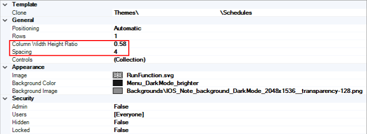  Column Width Height Ratio Parameter ComfortClick ComfortClick